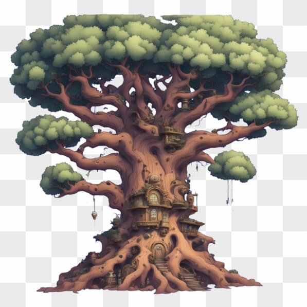 Download Magical Tree with Whimsical Houses Cartoons Online - Creative ...