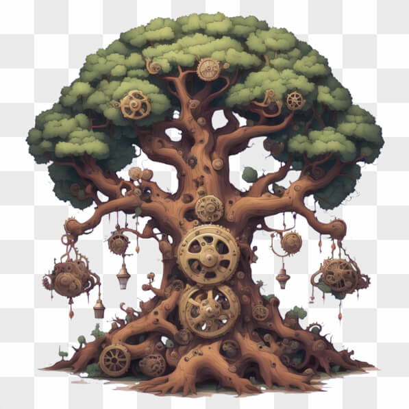 Download Whimsical Steampunk Tree Cartoons Online - Creative Fabrica