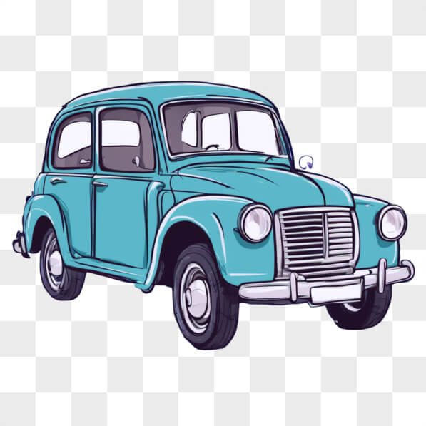 Download Vintage Turquoise Car Cartoons Online - Creative Fabrica