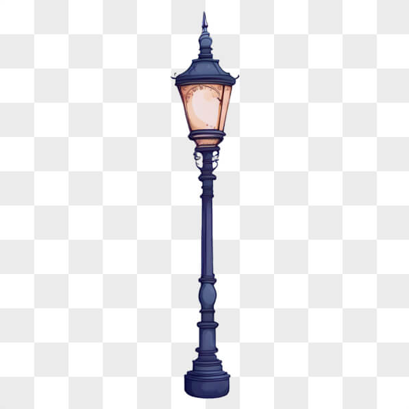 Download Vintage Lamppost with Soft Glow Cartoons Online - Creative Fabrica