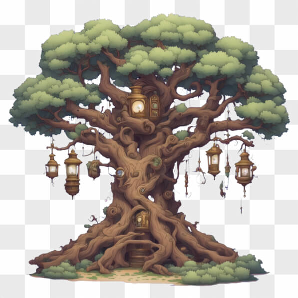 Download Whimsical Tree House in a Magical Tree Cartoons Online ...