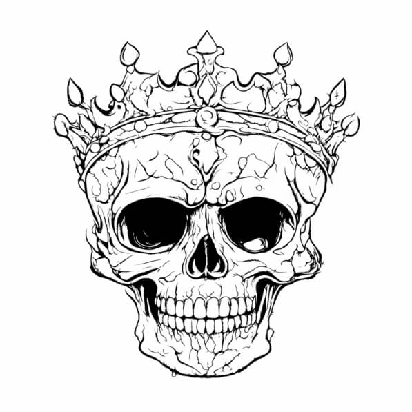 Download Illustration of a Crowned Skull Coloring pages Online ...