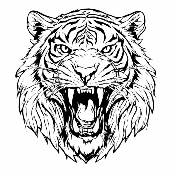 Download Fierce Tiger Head Illustration Coloring pages Online ...