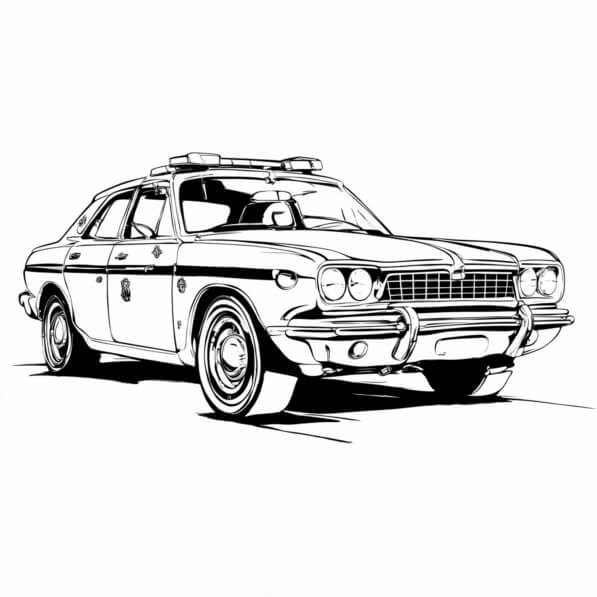 Download Vintage Police Car Illustration Coloring pages Online ...
