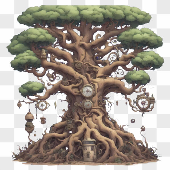 Download Whimsical Steampunk Tree Cartoons Online - Creative Fabrica