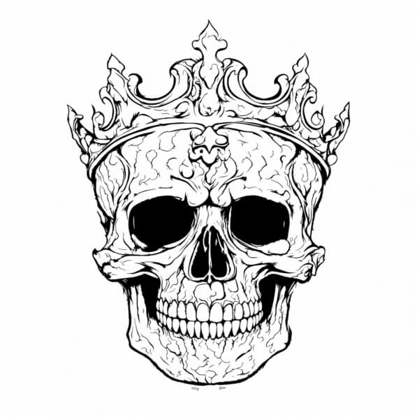 Download Stylized Skull with Crown Coloring pages Online - Creative Fabrica