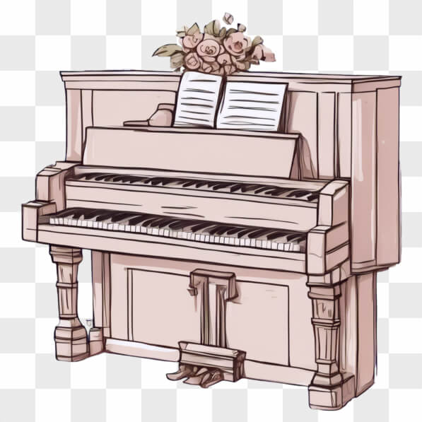 Download Illustrated Vintage Piano with Roses Cartoons Online ...