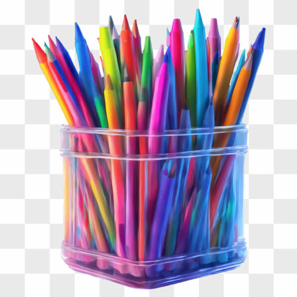 Download Colorful Pens in a Transparent Container Cartoons Online ...