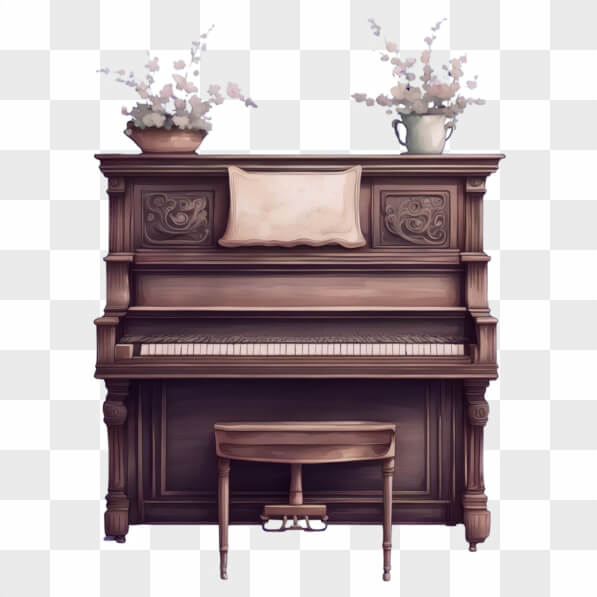 Download Vintage Piano with Flowers Cartoons Online - Creative Fabrica