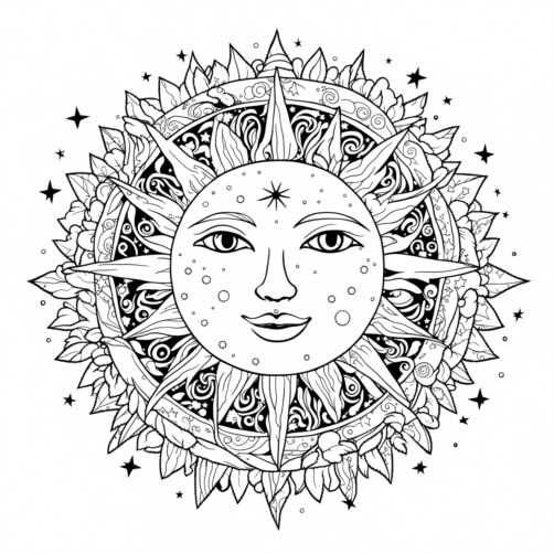 Download Intricate Illustration of the Sun Coloring pages Online ...