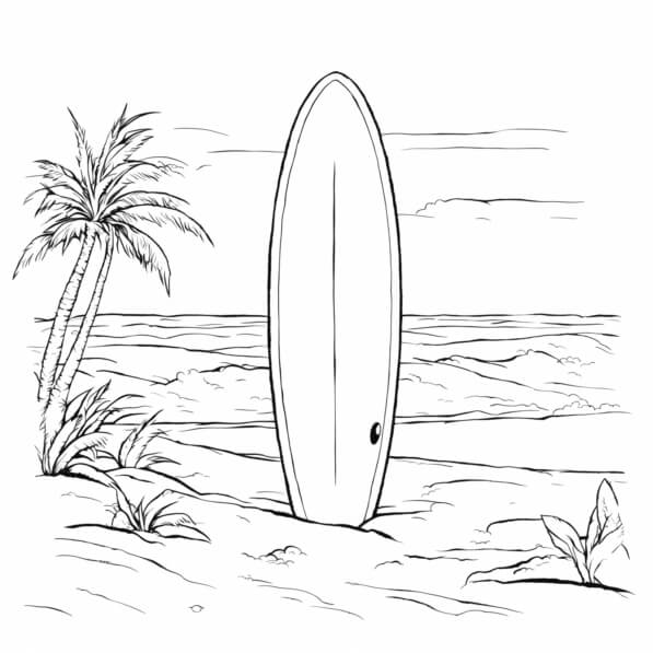 Télécharger Planche de surf sur une plage avec des palmiers Pages de ...