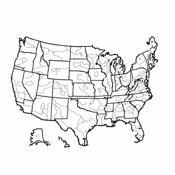 Download Outline Map of the United States Coloring pages Online ...