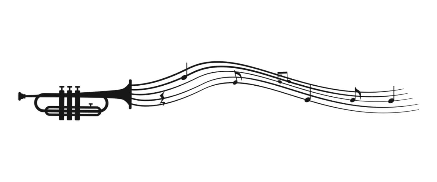 Download Stylized Trumpet with Musical Notes Borders & Corners Online ...