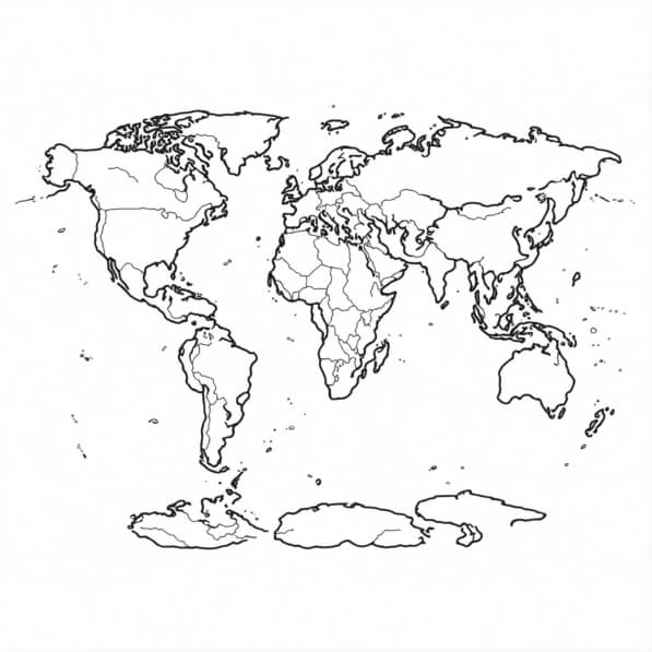 Descarga Dibujo a línea simple de un mapa del mundo Páginas para ...