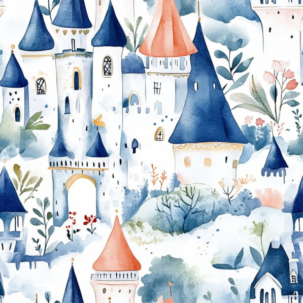 Download Whimsical Fairy-Tale Castles in Watercolor Patterns Online ...