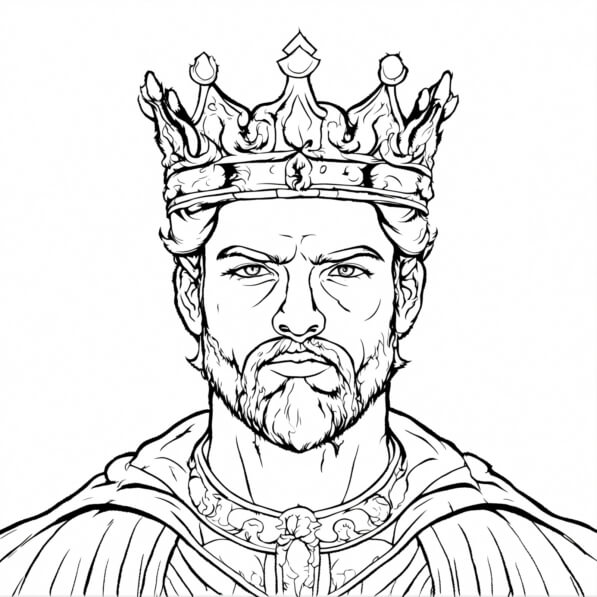 Download Line Art Illustration of a King Coloring pages Online ...