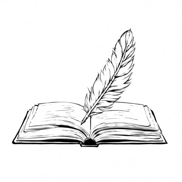 Descarga Libro Abierto con Pluma de Pluma Páginas para colorear En ...