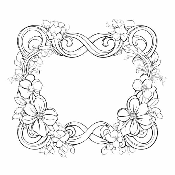 Scarica Design Intricato di Cornice Floreale da Colorare Pagine da ...