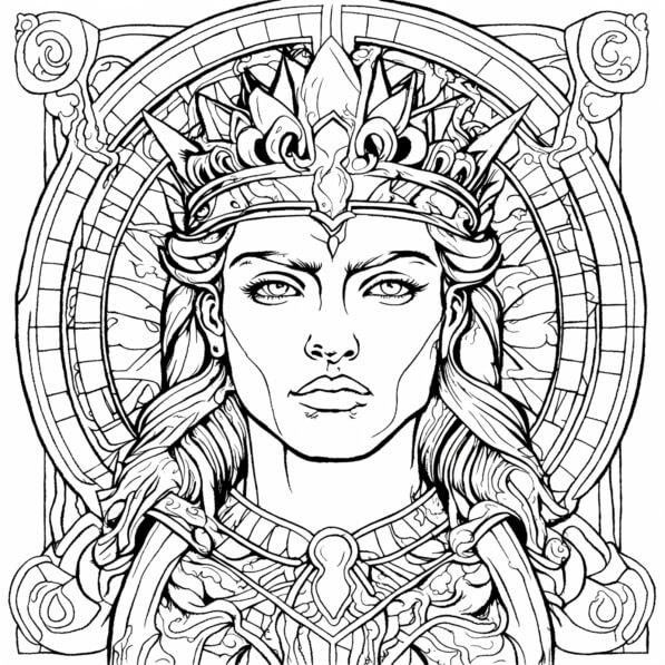 Download Line Drawing of a Regal Figure Coloring pages Online ...
