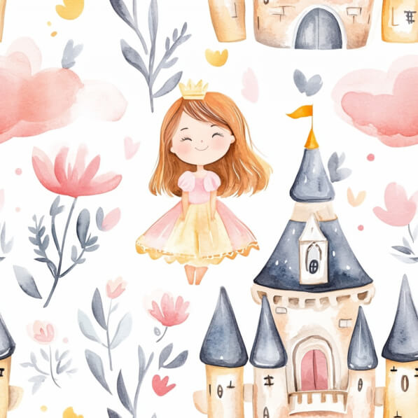 Download Whimsical Princess and Castle Illustration Patterns Online ...
