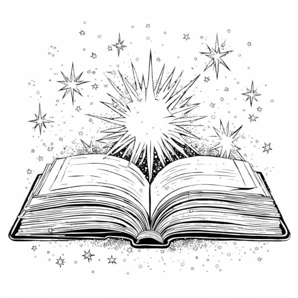 Download Magical Open Book with Stars and Sparkles Coloring pages ...