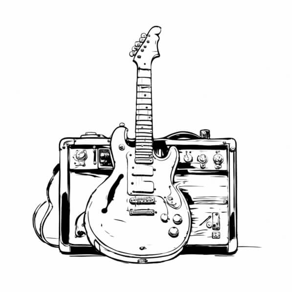 Download Electric Guitar and Amplifier Illustration Coloring pages ...