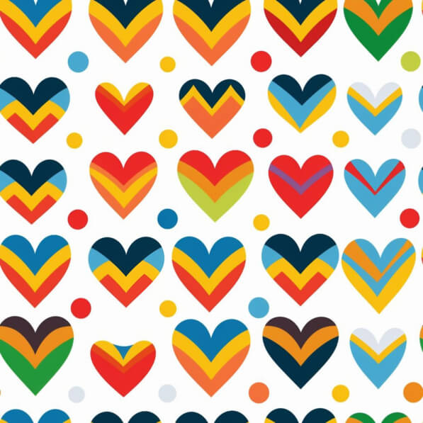 Download Colorful Heart Pattern on White Background Patterns Online ...