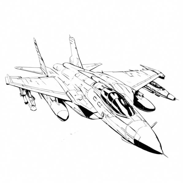 Download Modern Fighter Jet Line Drawing Coloring pages Online ...
