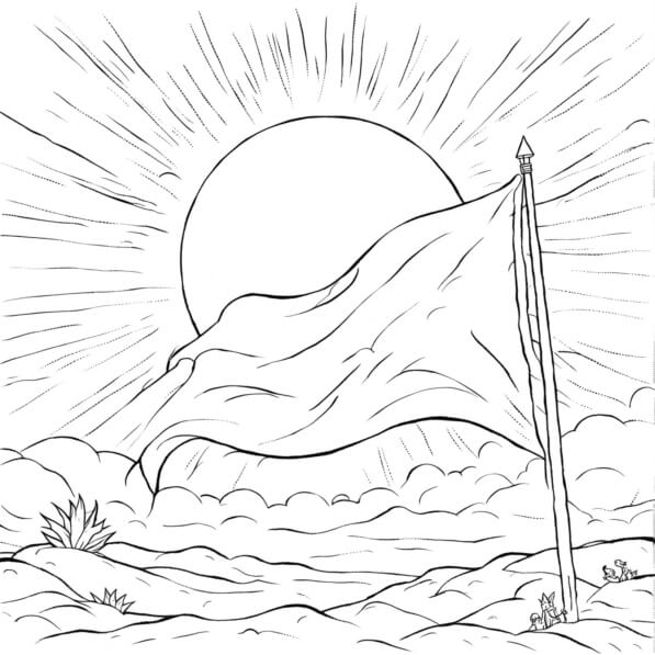 Download Waving Flag Against the Sun Coloring pages Online - Creative ...