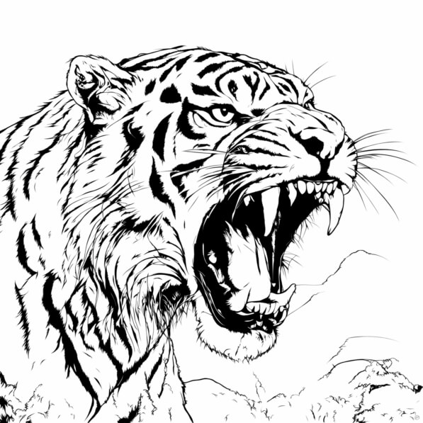 Download Roaring Tiger Illustration Coloring pages Online - Creative ...