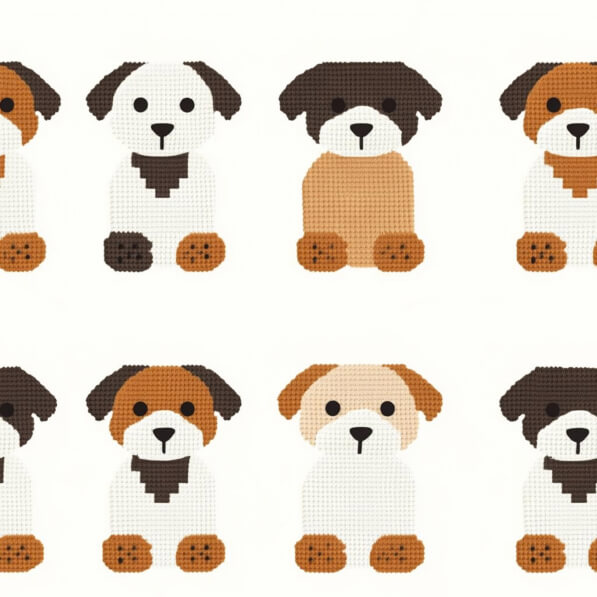 Download Cute Cartoon Dogs in a Grid Pattern Patterns Online - Creative ...