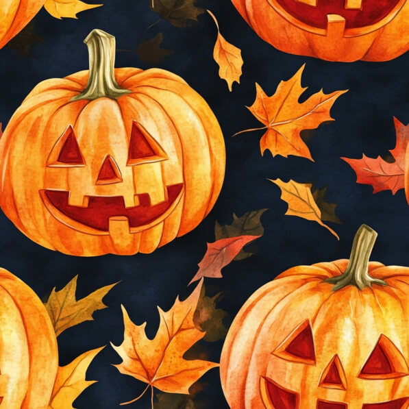 Download Festive Pattern of Carved Pumpkins and Autumn Leaves Patterns ...