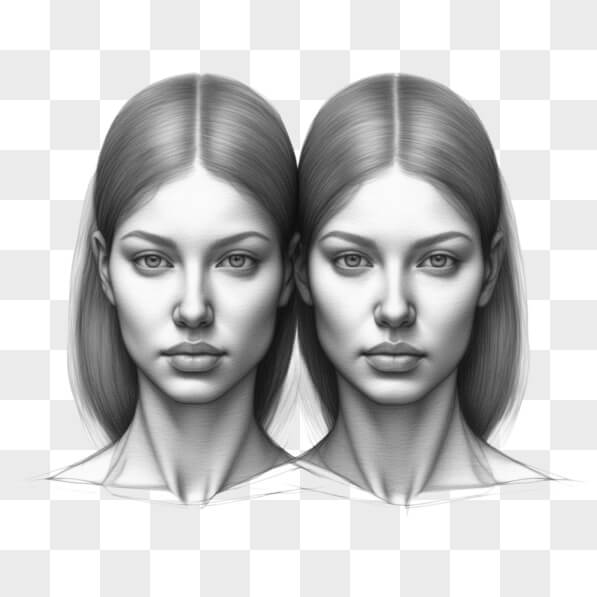 Download Pencil Drawing of Two Female Faces Sketches Online - Creative ...