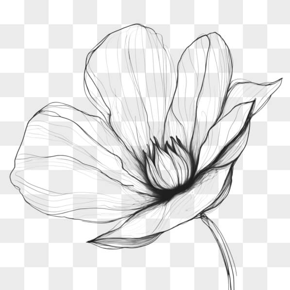Download Detailed Line Drawing of a Flower Sketches Online - Creative ...