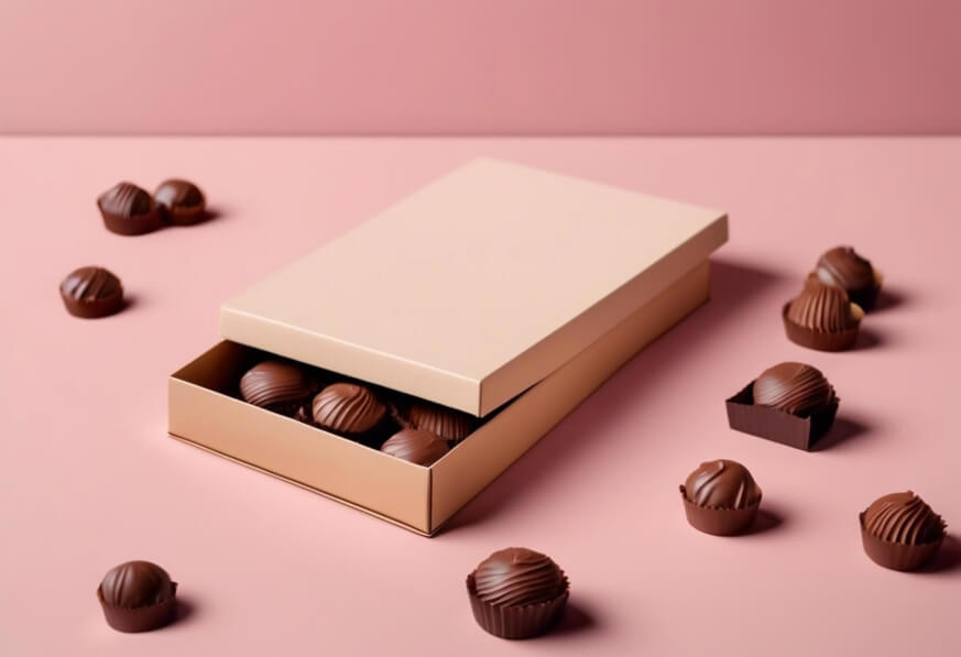 Descarga Caja de chocolate variado sobre fondo rosa Mockups En Línea ...