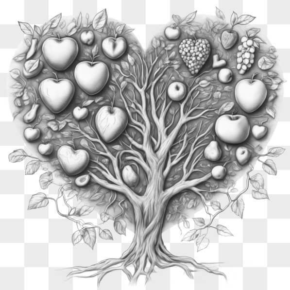 Download Heart-Shaped Fruit Tree Illustration Sketches Online ...