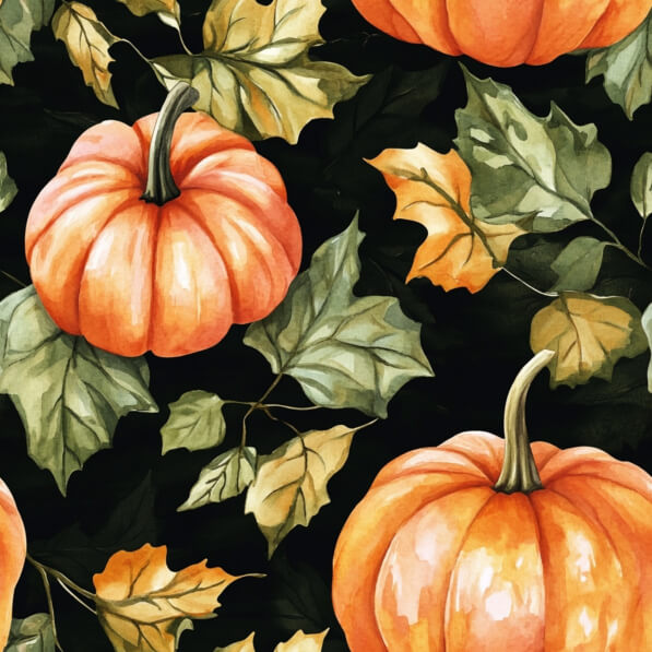 Download Autumn Pumpkins and Leaves Patterns Online - Creative Fabrica