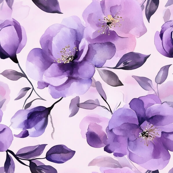 Download Purple Watercolor Flowers Patterns Online - Creative Fabrica