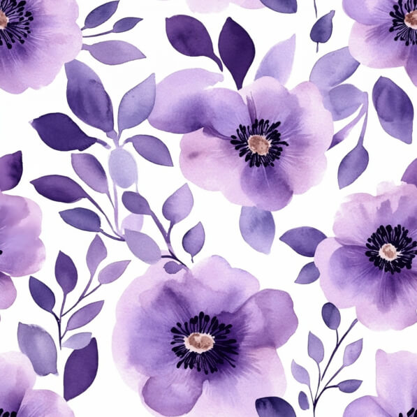 Descarga Patrón de flores en acuarela moradas Patrones En Línea - Creative Fabrica