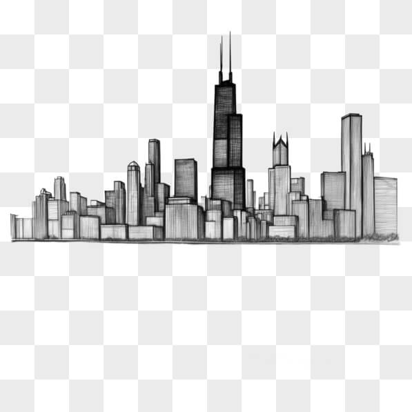 Download Chicago Skyline Sketch Sketches Online - Creative Fabrica