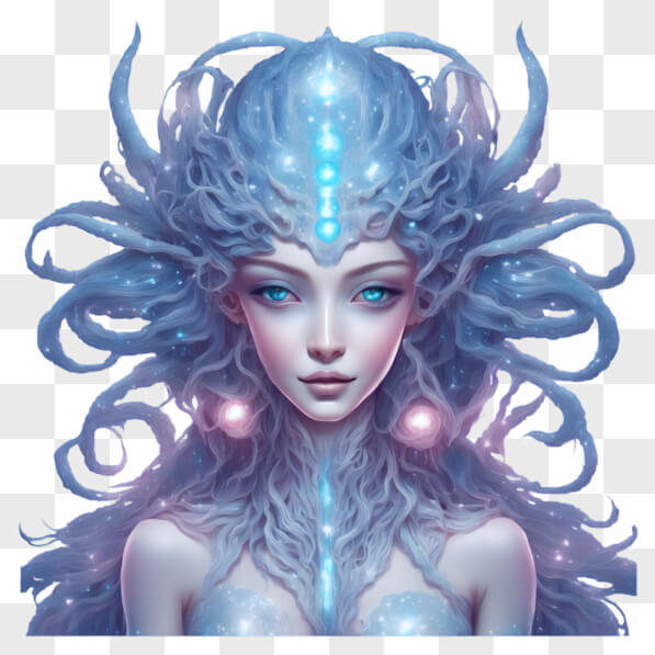 Download Ethereal Female Figure with Luminescent Hair Cartoons Online ...