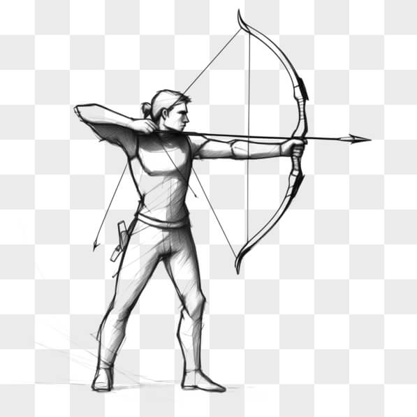 Download Sketch of an Archer Drawing a Bow Sketches Online - Creative ...