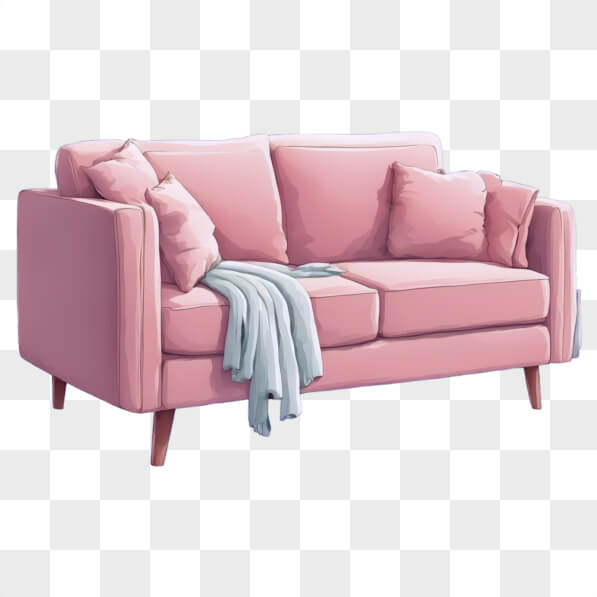 Baixe Sofá Rosa Estiloso com Almofadas Decorativas e Cobertor Cartoons ...