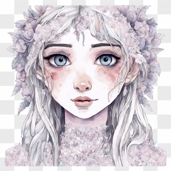 Download Enchanted Floral Portrait of a Young Woman Cartoons Online ...