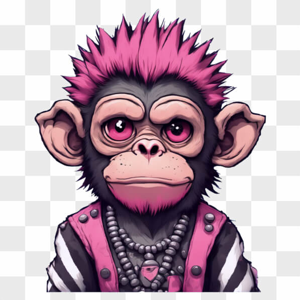 Baixe Personagem de macaco estilizado com cabelo rosa e estética punk ...