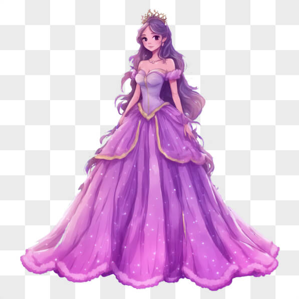 Download Illustration of a Princess in a Purple Gown Cartoons Online ...