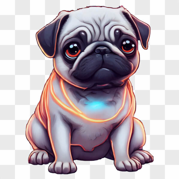 Download Adorable pug with glowing outline Cartoons Online - Creative ...