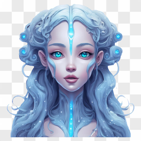 Download Ethereal Blue-Haired Character Cartoons Online - Creative Fabrica