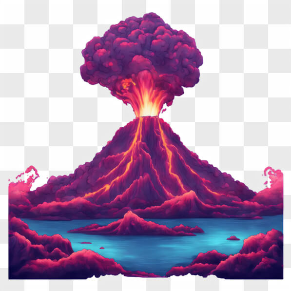 Download Vibrant Volcanic Eruption with Surrounding Water Cartoons ...