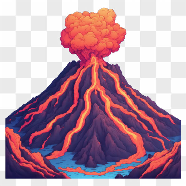 Download Erupting Volcano with Lava Flow Cartoons Online - Creative Fabrica
